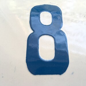 Vintage Enamel Sign Tin Porcelain House Number 8 Door Gate White Blue ...