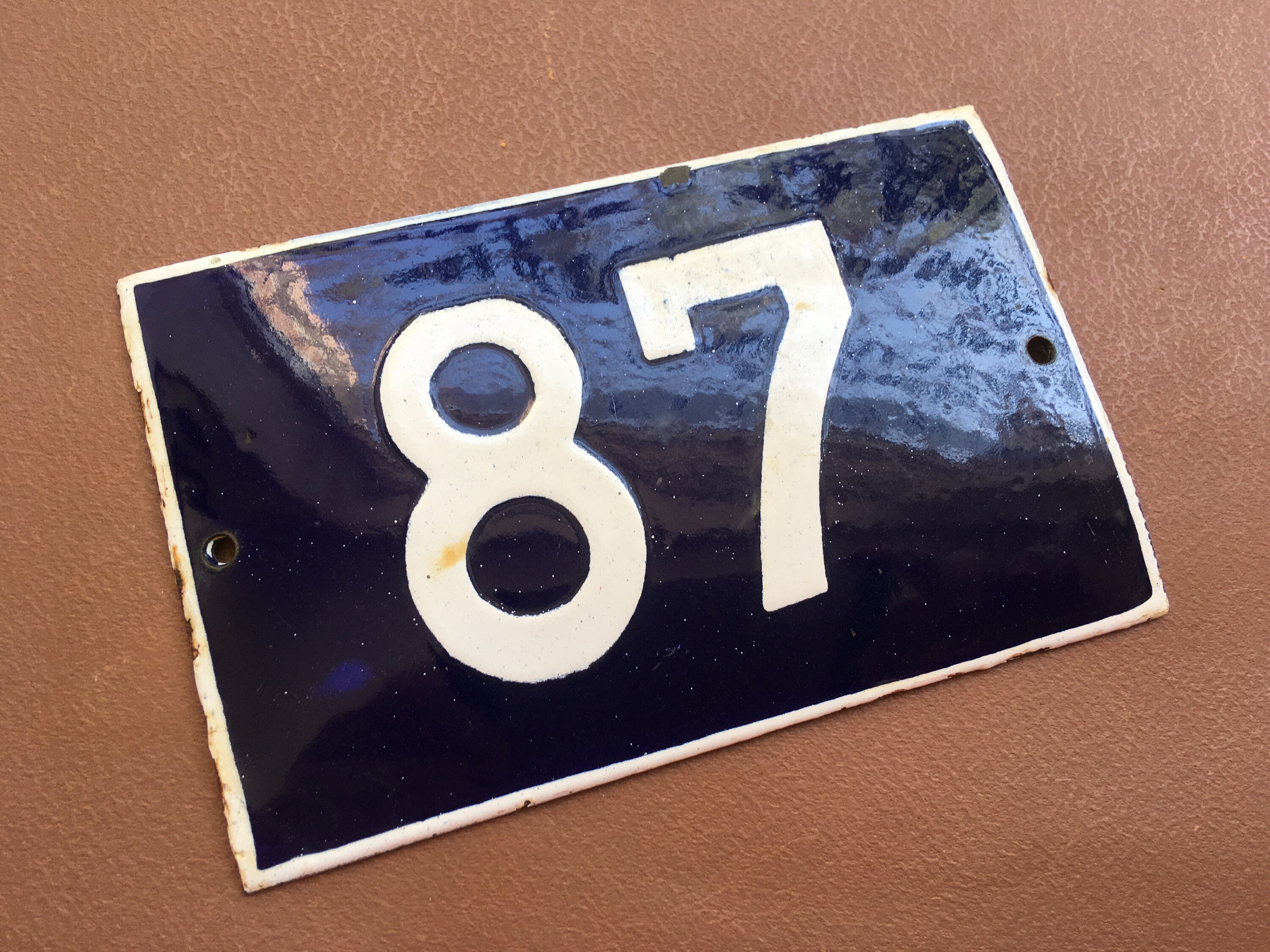 Antique Vintage French Enamel Sign Number 87 European Street House Blue ...