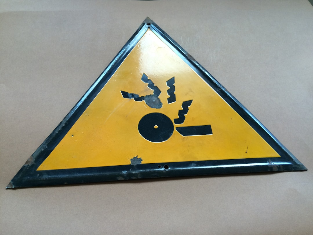 Vintage Tin Enamel Sign Porcelain Safety Warning Danger Lathe - Etsy