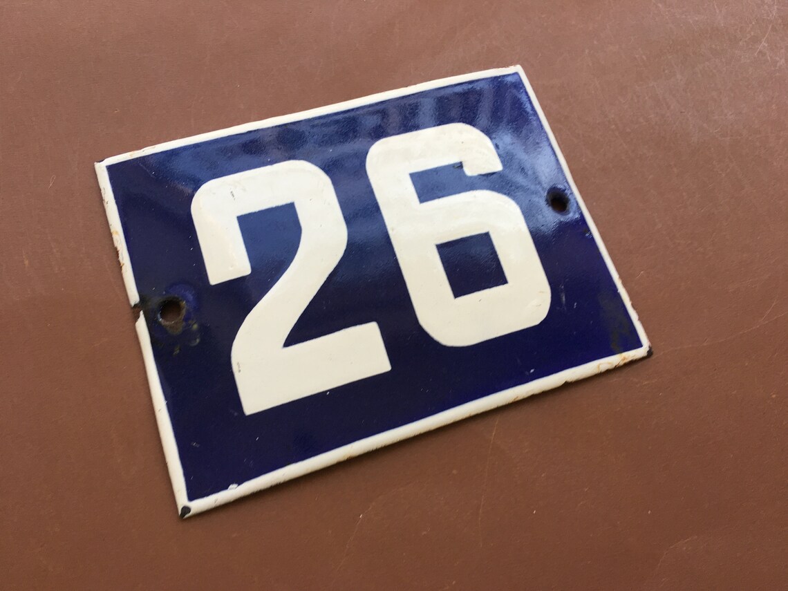 Vintage Enamel Sign Tin Porcelain House Number 26 Door Gate - Etsy