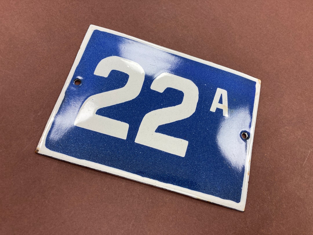 Vintage Enamel Sign Tin Porcelain House Number 22A Door Gate Blue White 1950's - Etsy