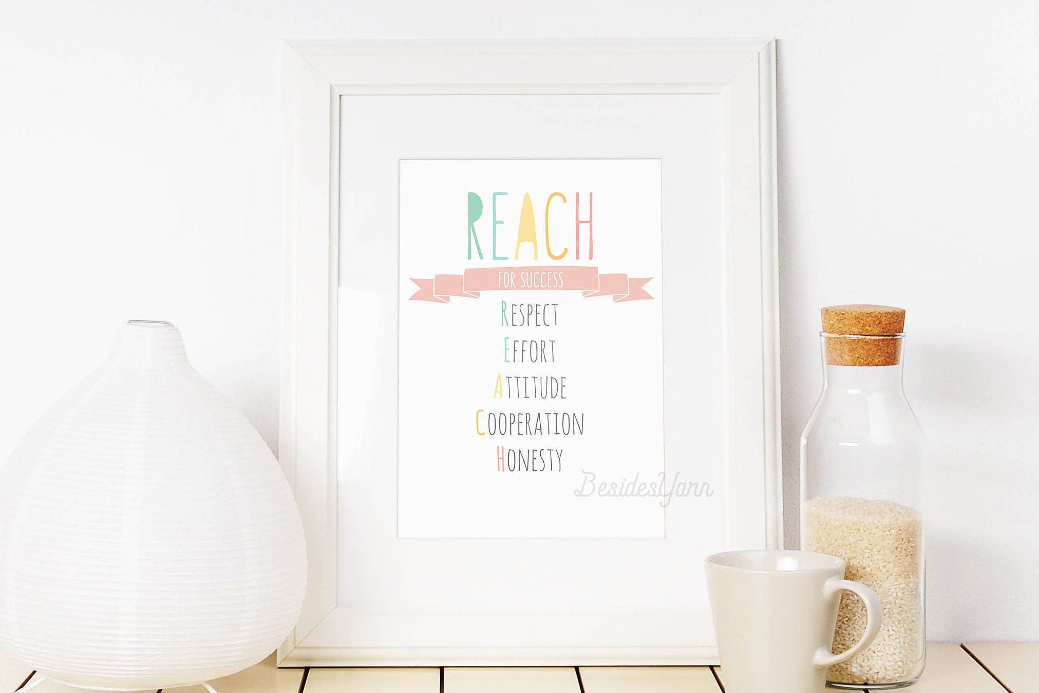 Reach for Success, Motivational Print, Teacher Gift, Classroom Rules ...