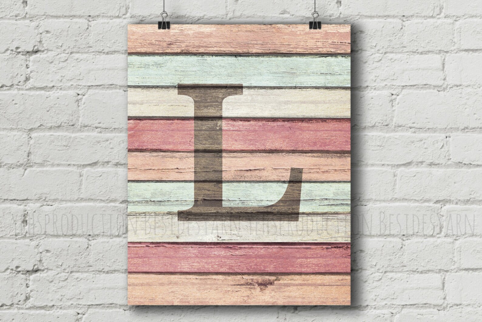 Rustic Monogram Print Rustic Wood Nursery Initials Family - Etsy