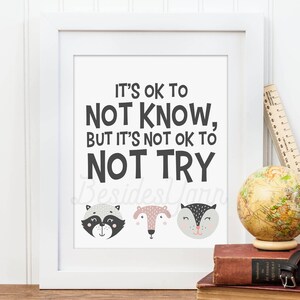 Elementary Classroom Poster, It is Ok to Not Know, It is Not OK to Not ...