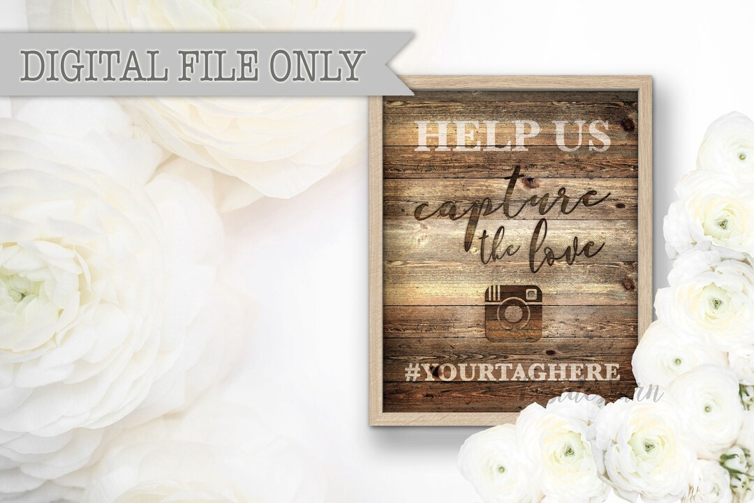 Rustic Wedding Hashtag Sign, Help Us Capture the Love, Custom Wooden ...