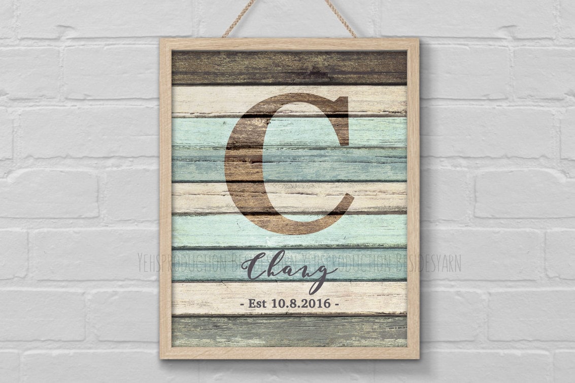 Rustic Monogram Family Sign Printable, Nursery Initials With Turquoise ...