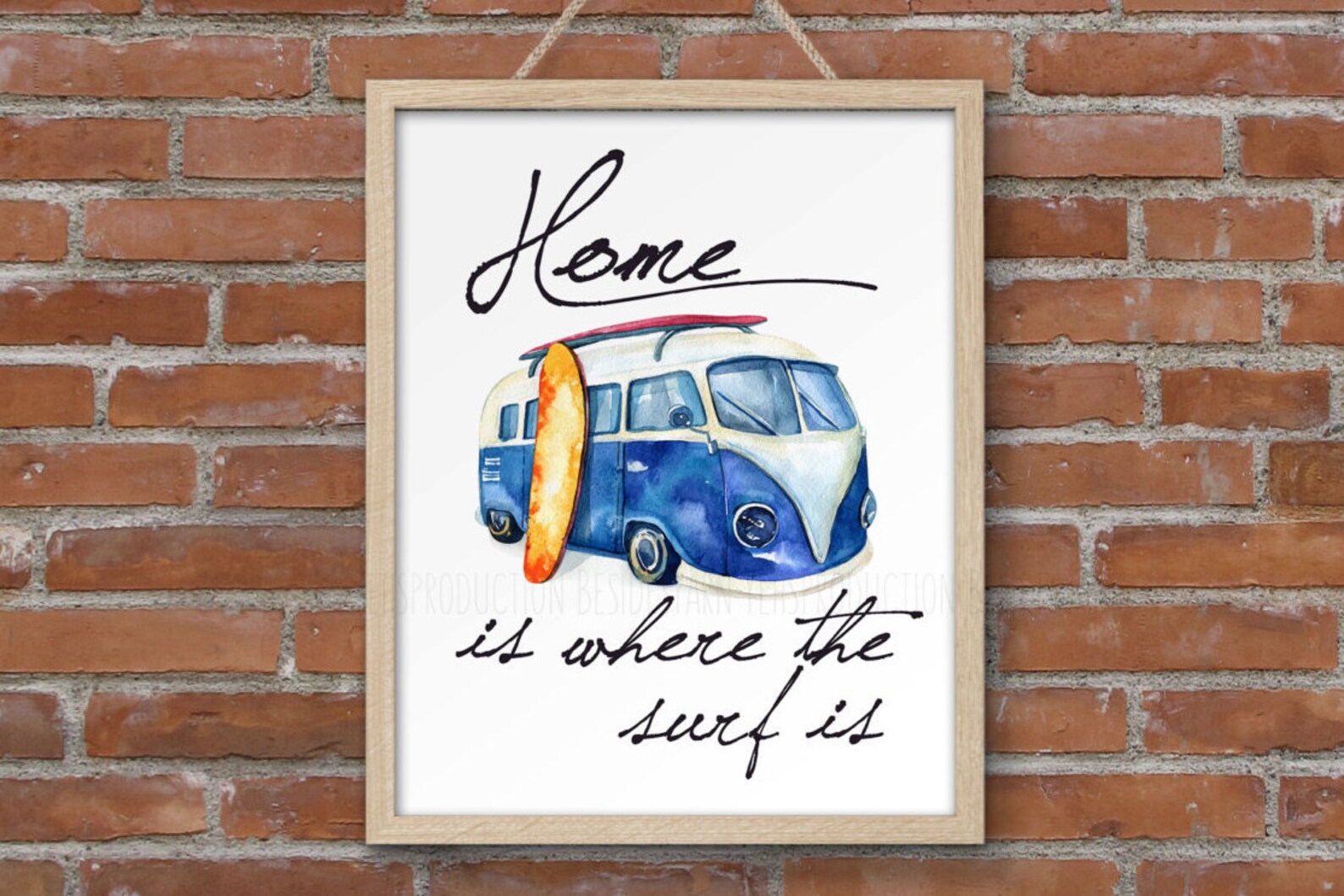 Ocean Lover Surfer Wall Print, Watercolor Surfboard Art Poster, RV ...