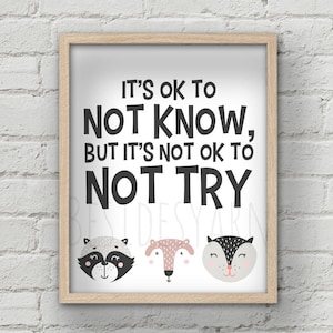 Elementary Classroom Poster, It is Ok to Not Know, It is Not OK to Not ...