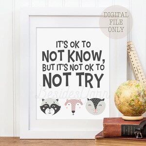 Elementary Classroom Poster, It is Ok to Not Know, It is Not OK to Not ...