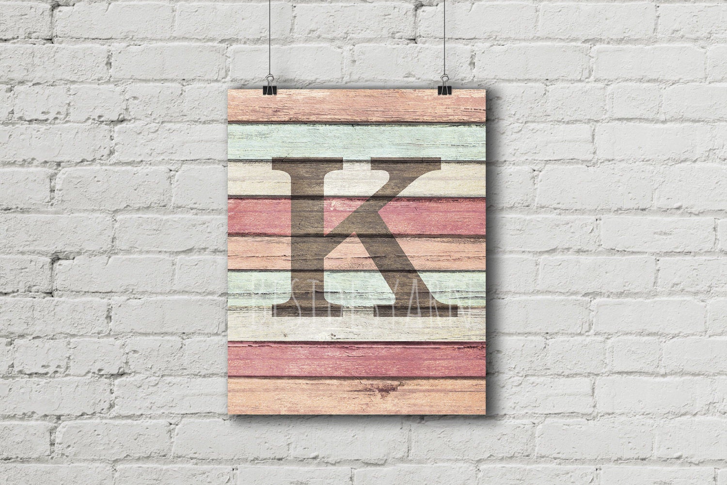 Rustic Monogram Print Rustic Wood Nursery Initials Family - Etsy