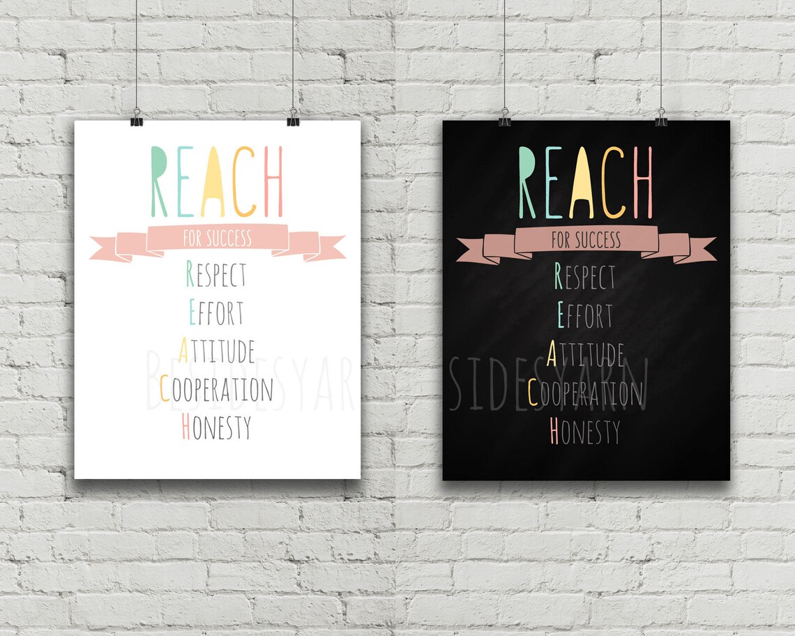 Reach for Success, Motivational Print, Teacher Gift, Classroom Rules ...
