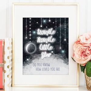 Twinkle Twinkle Little Star Nursery Wall Art, Outer Space Baby Room ...