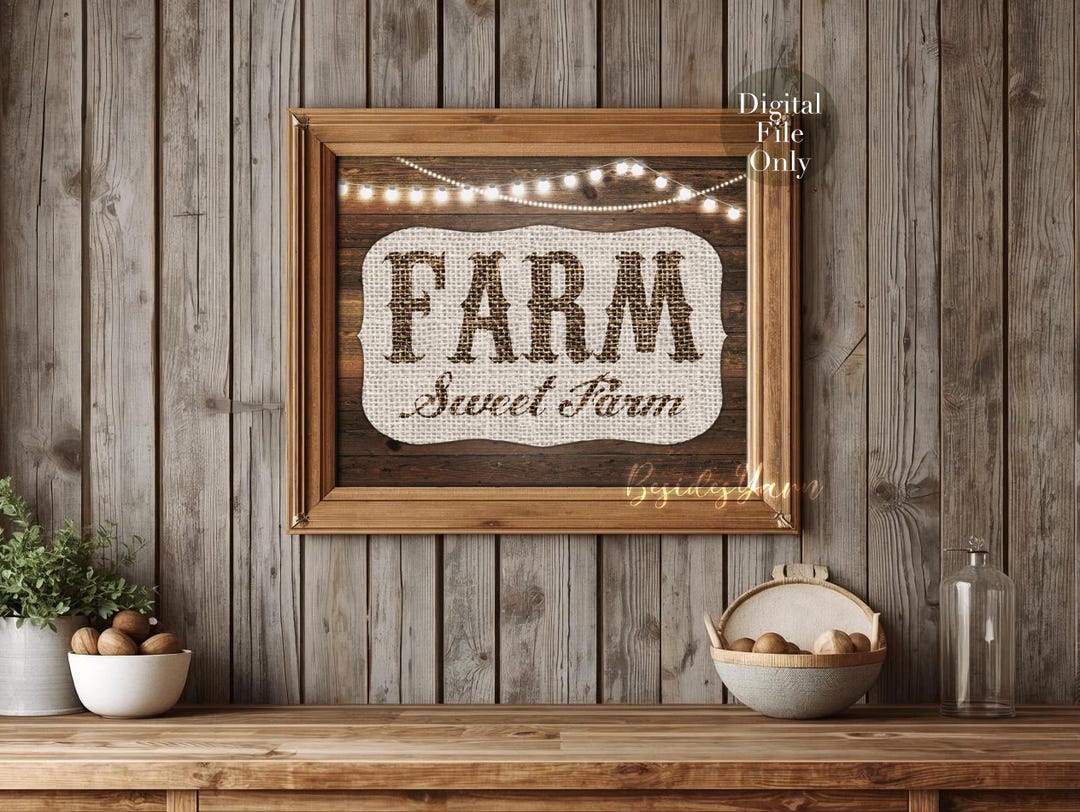 Rustic Farm Sweet Farm Printable, Holiday Farmhouse Wall Art, Fall or ...