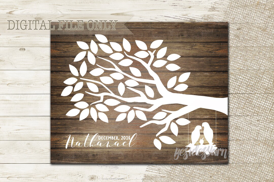 Personalized Rustic Wood Tree Guest Book PRINTABLE, Teacher Gift, Baby ...