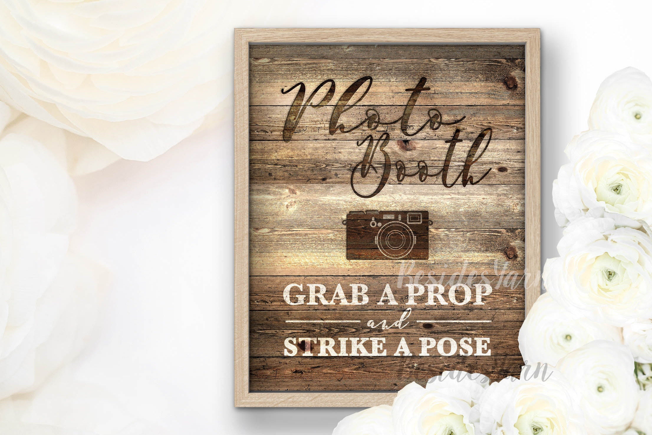 Rustic Photo Booth Wedding Sign Printable With Wooden Background ...