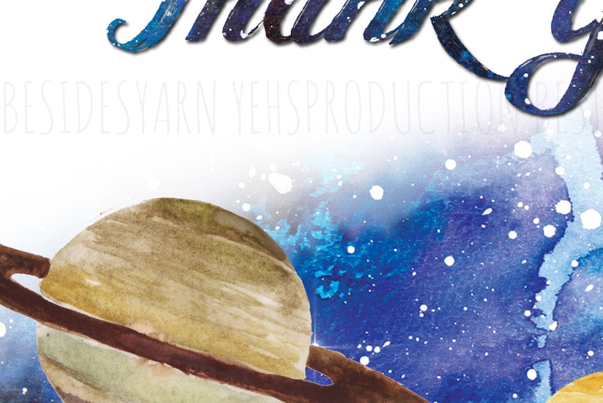 Outer Space Thank You Card, Solar System Party Appreciation Note ...