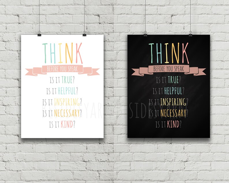 Think Before You Speak Teacher Gift Elementary Classroom - Etsy