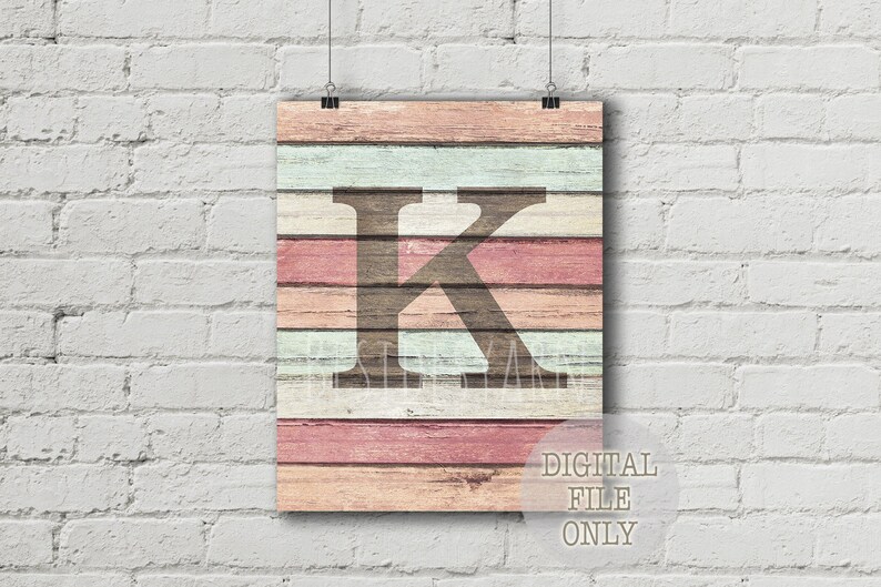 Rustic Monogram Print Rustic Wood Nursery Initials Family - Etsy