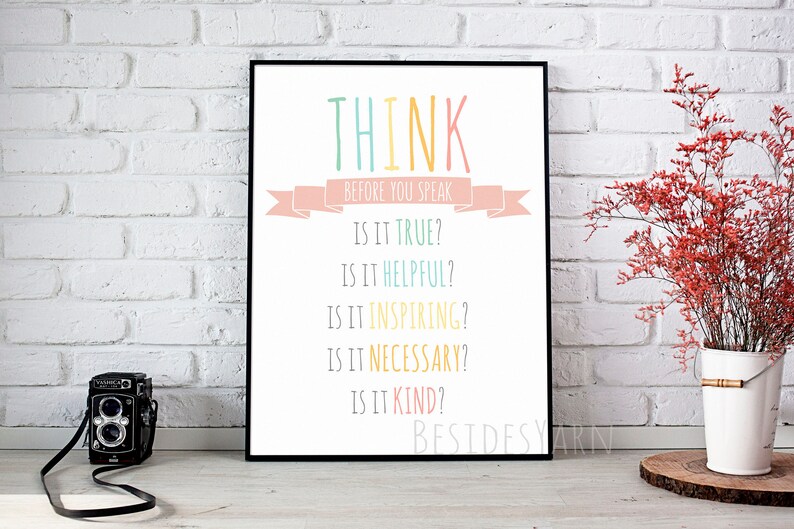 Think Before You Speak Teacher Gift Elementary Classroom - Etsy