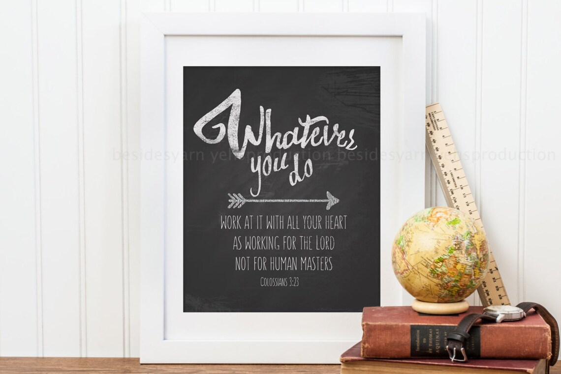 Christian Home Motivational Wall Art, Colossians 3:23 Bible Scripture ...