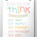 Teacher Gift, Classroom Rules Poster, Homeschool Rules Decor, Think ...