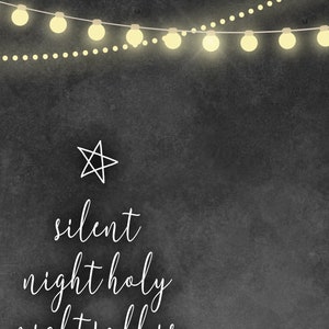 Silent Night Christmas Carol Printable Decor, Christian Hymn Decoration ...