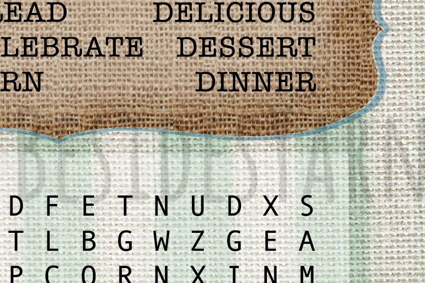 Thanksgiving Dinner Word Search Party Game Card, Autumn Leaves Theme ...