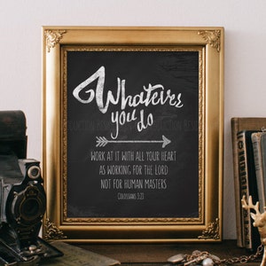 Christian Home Motivational Wall Art, Colossians 3:23 Bible Scripture ...