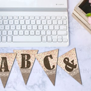 Rustic Banner Printable Alphabet, PINK Vintage Polka Dot Baby Shower ...