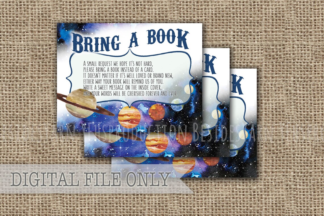 Bring a Book Instead of a Card Invitation Insert Outer Space - Etsy