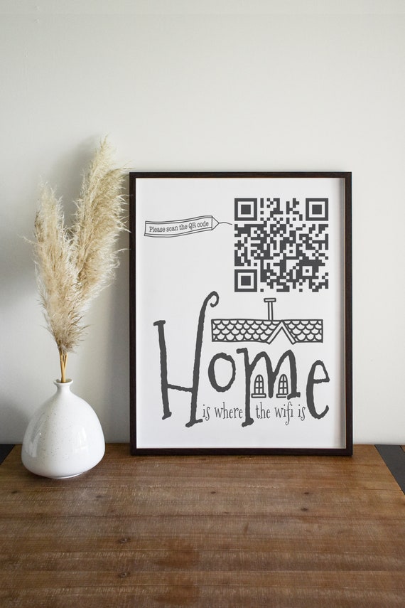 Wifi Password QR Code Sign With Cute Roof Drawing Perfect for | Etsy