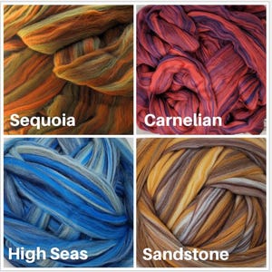 4 Oz of Multi Colored Merino Wool Top Dyed Heather 21.5 Micron Roving ...