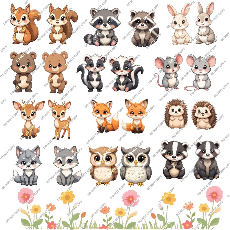 Woodland Animals Clipart Bundle, Forest Nursery Decor (68 PNG) - Etsy