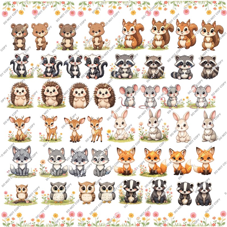 Woodland Animals Clipart Bundle, Forest Nursery Decor (68 PNG) - Etsy