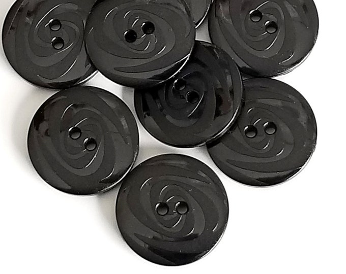 Black Buttons With Swirls - 19 Mm or 3/4 Inch - Lot of 8 Round 2-hole ...