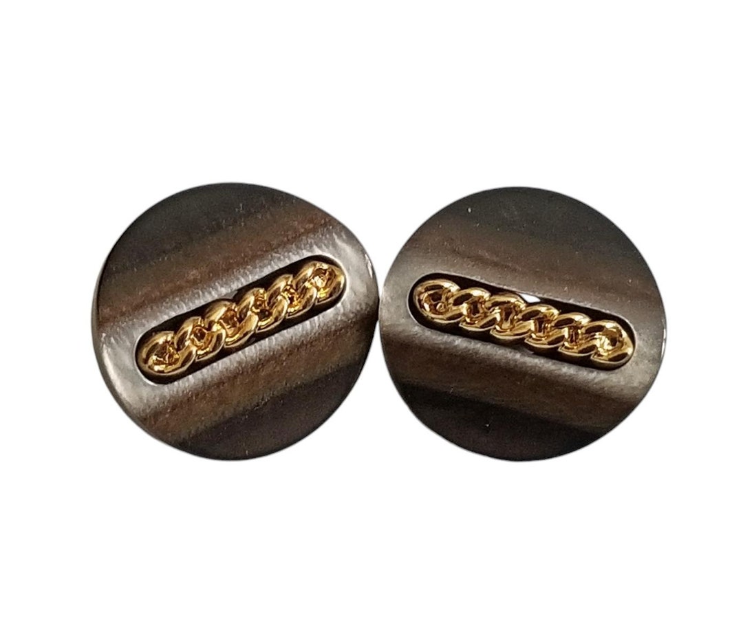 Buttons With Ombre Effect and Chain Accents - 25 Mm or 1 Inch - Set of ...