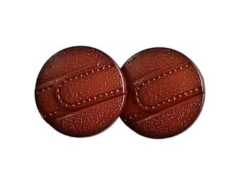 Brown Buttons With Grain Leather Design - 23 Mm or 7/8 Inch - Lot of 8 ...