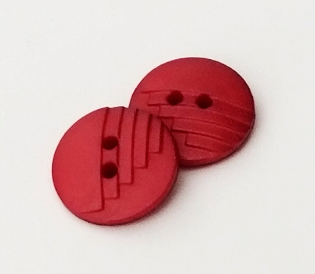 Medium Red Buttons With Raised Line Pattern 18 Mm or 11/16 Inch Lot of ...