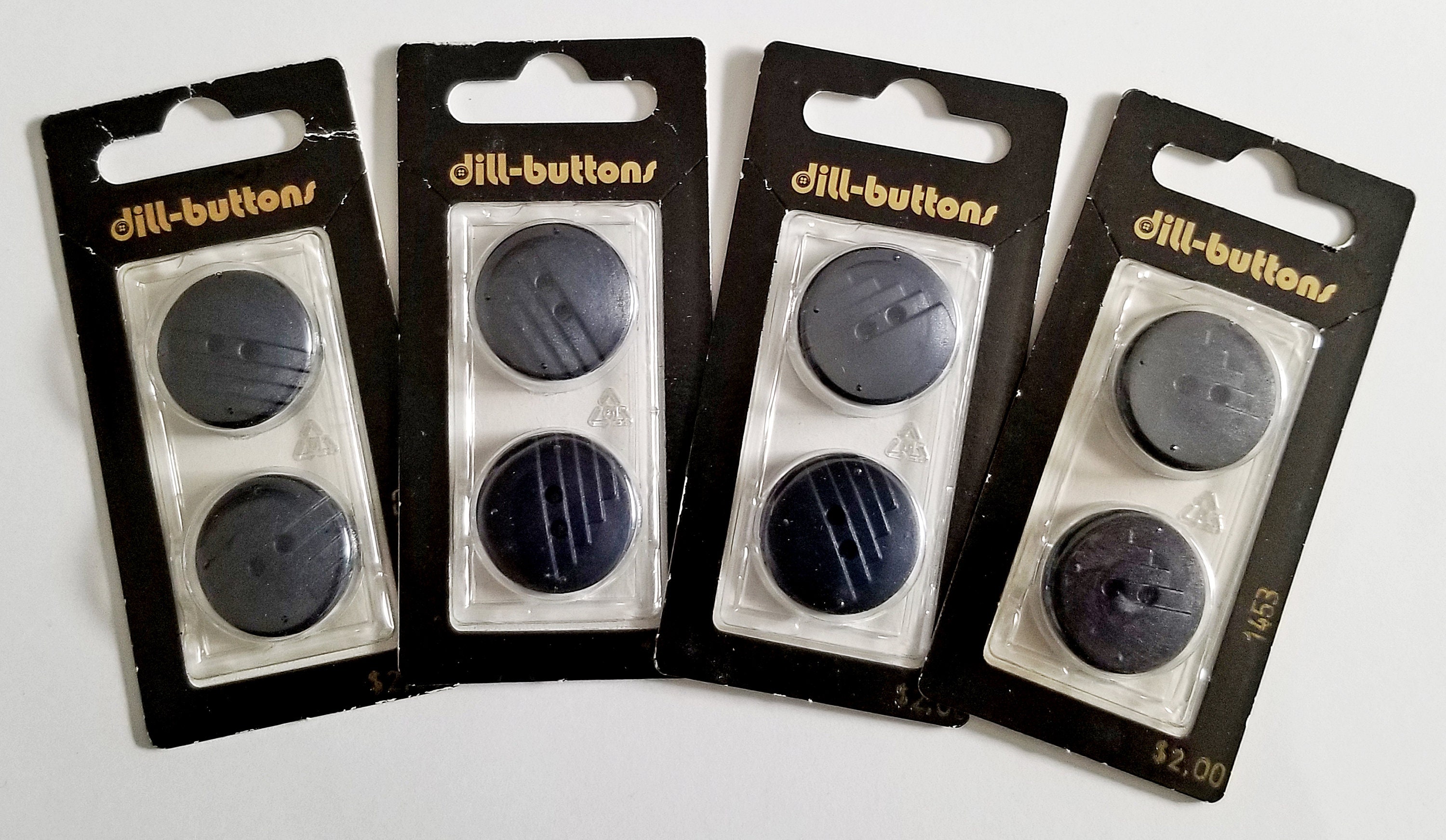 Dark Blue Buttons With Raised Line Pattern 23 Mm or 7/8 Inch Lot of 8 ...