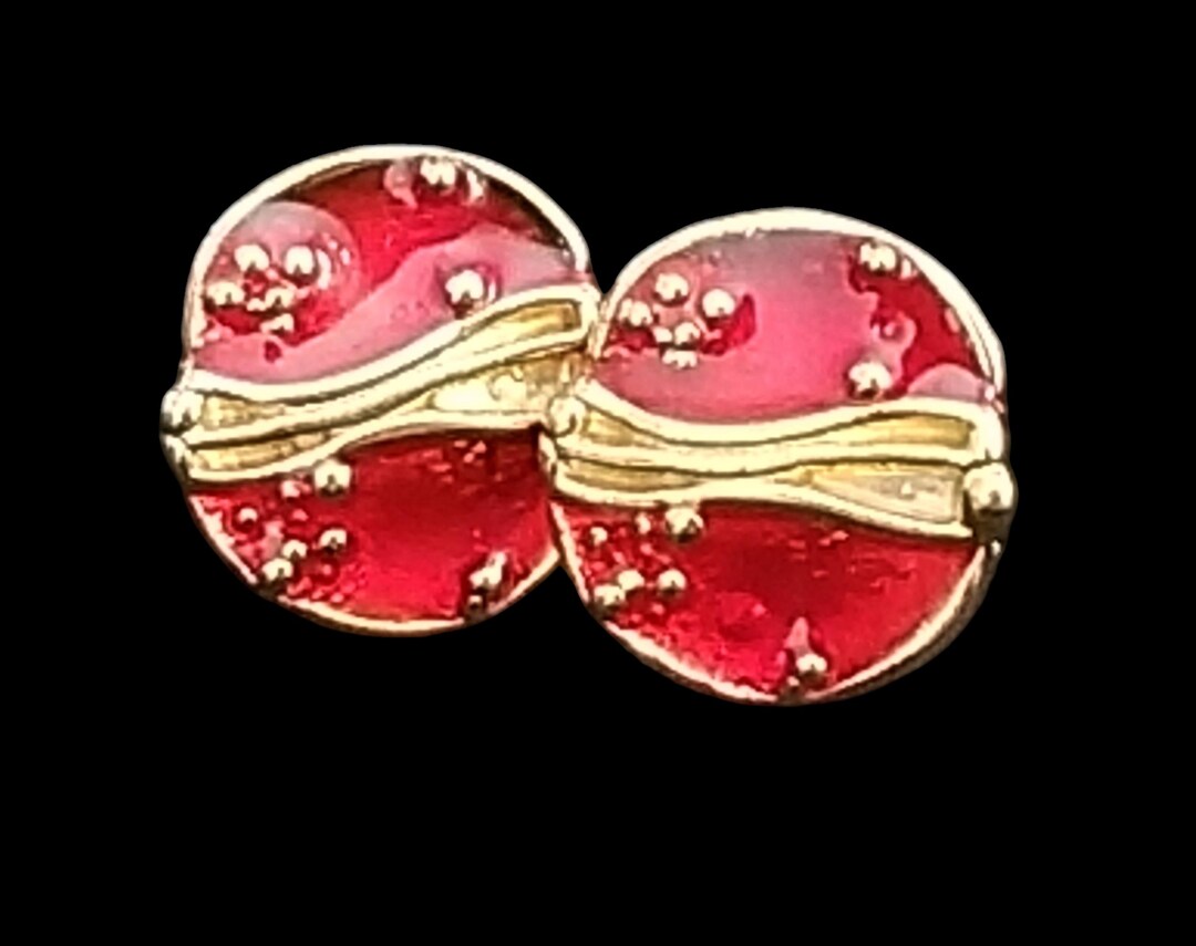 Red 24K Gold-plated Buttons - 15 Mm or 5/8 Inch - Lot of 8 Round Shank ...