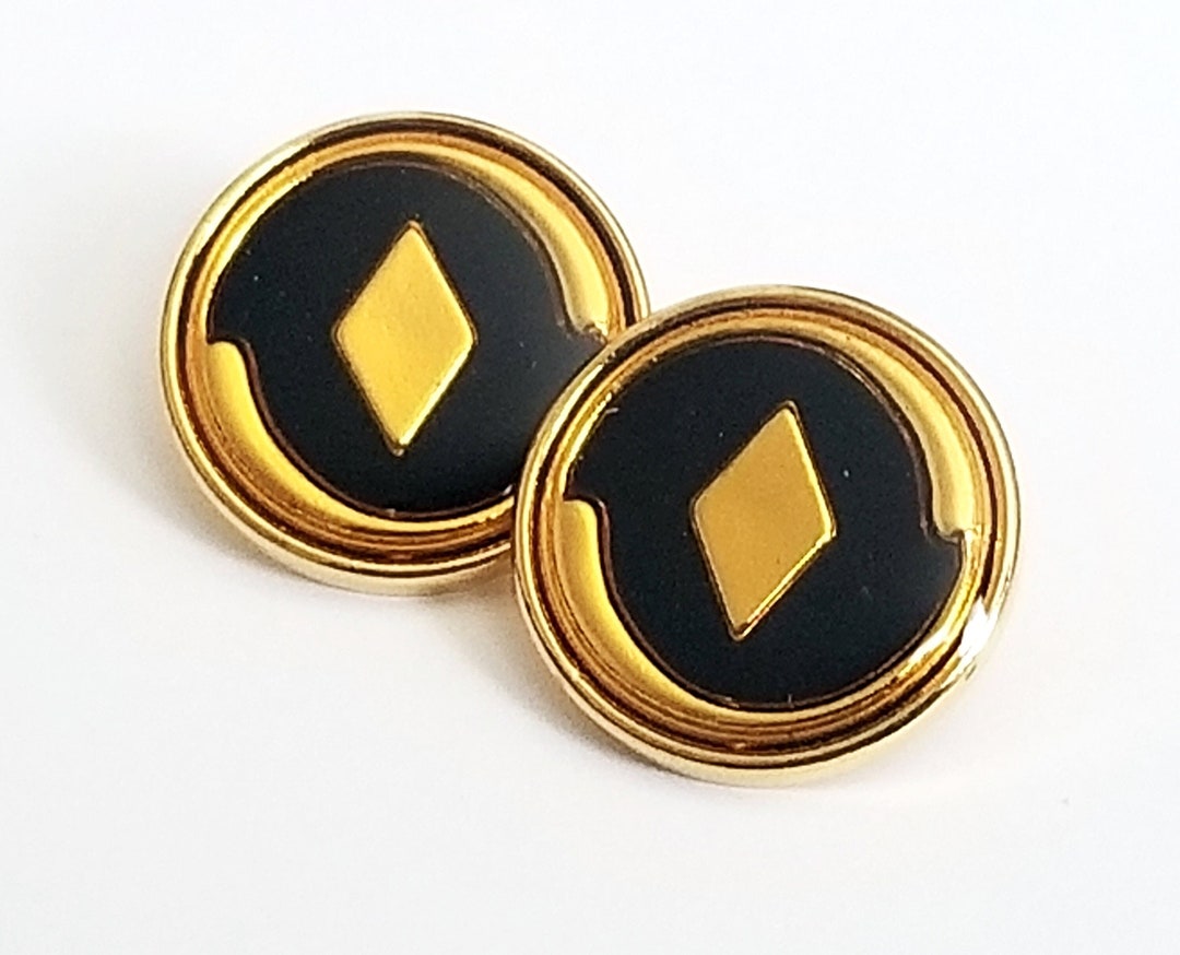 Black & Gold-plated Buttons - 23 Mm or 7/8 Inch - Lot of 6 Round 24K ...