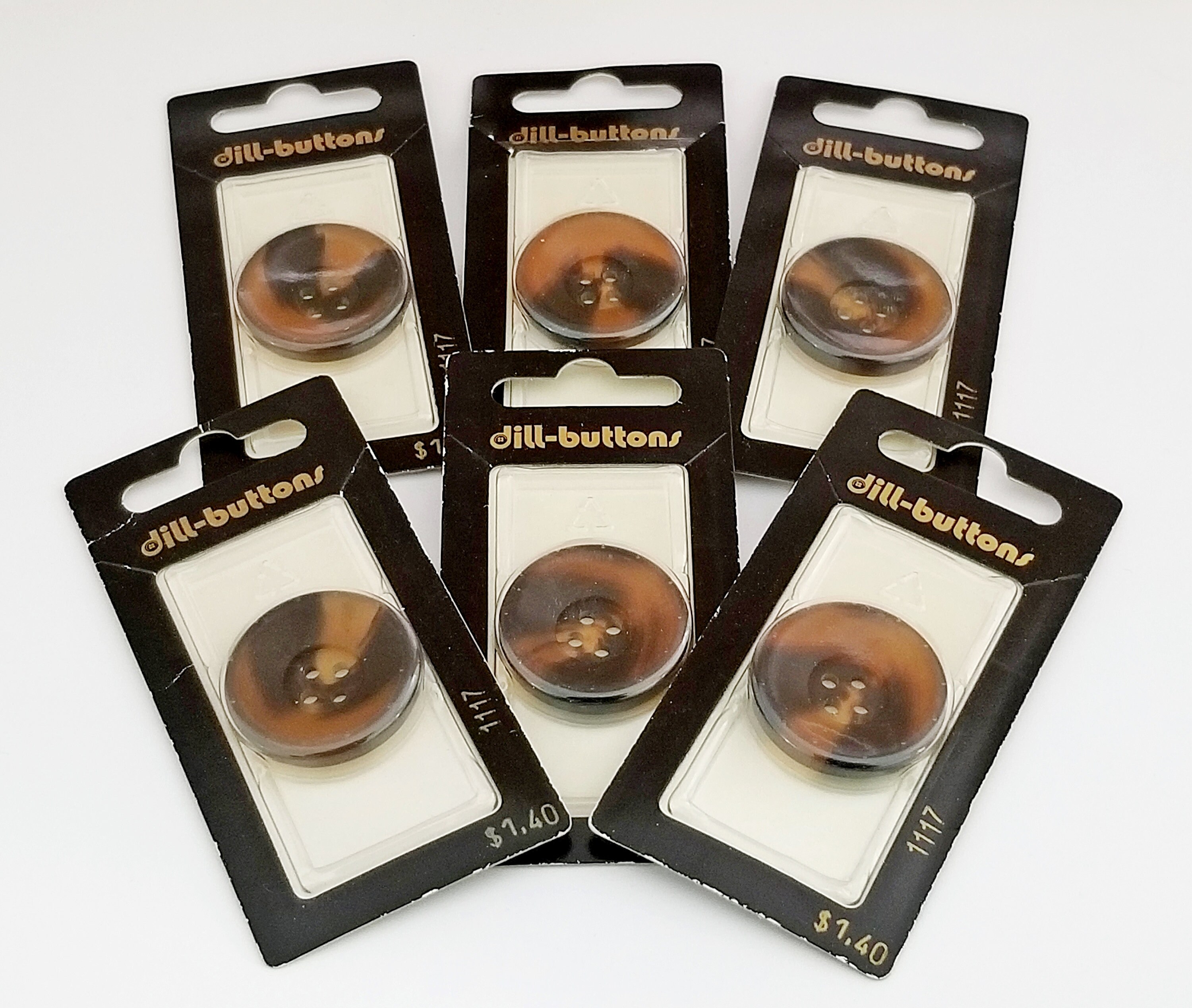 Faux Tortoise Shell Buttons - 28 Mm or 1 1/8 Inch - Lot of 6 - Matte ...
