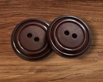 Brown Buttons With Grain Leather Design - 23 Mm or 7/8 Inch - Lot of 8 ...