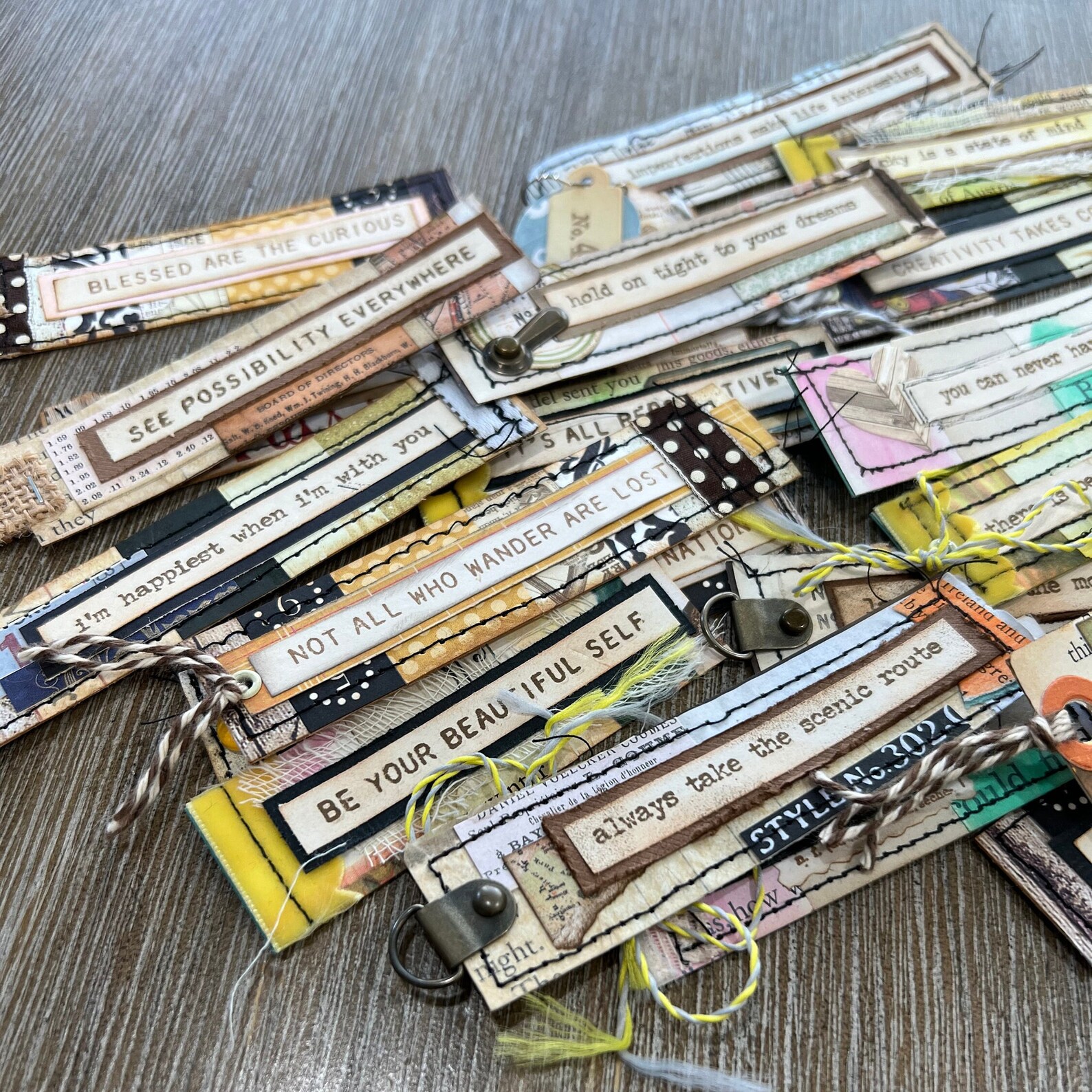 Word Snippet Tags, Phrases, Mini Tags, Stamped Tiny Text Strips, Junk ...