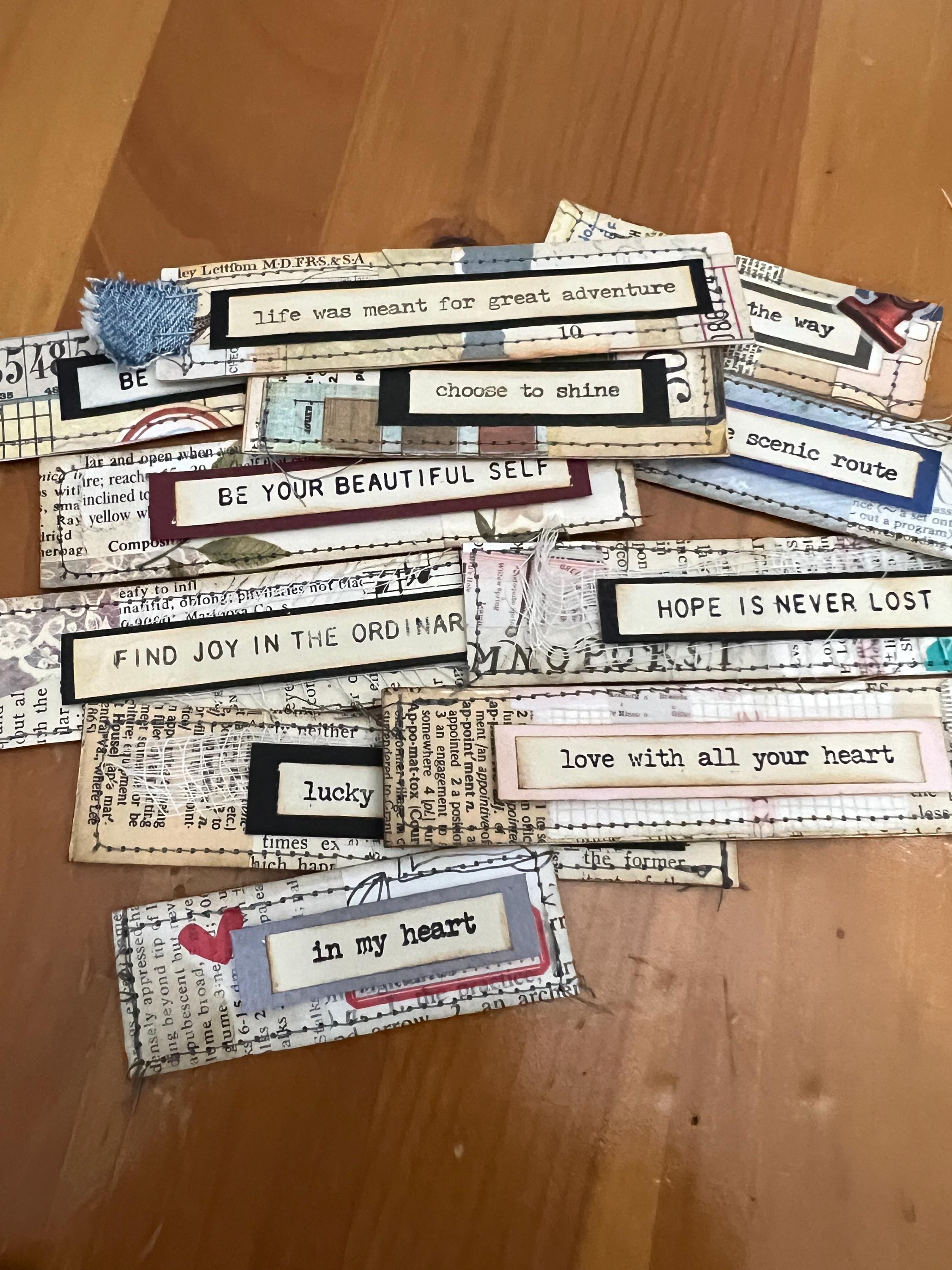 Restock*word Snippet Tags, Phrases, Stamped Tiny Text Strips, Junk ...