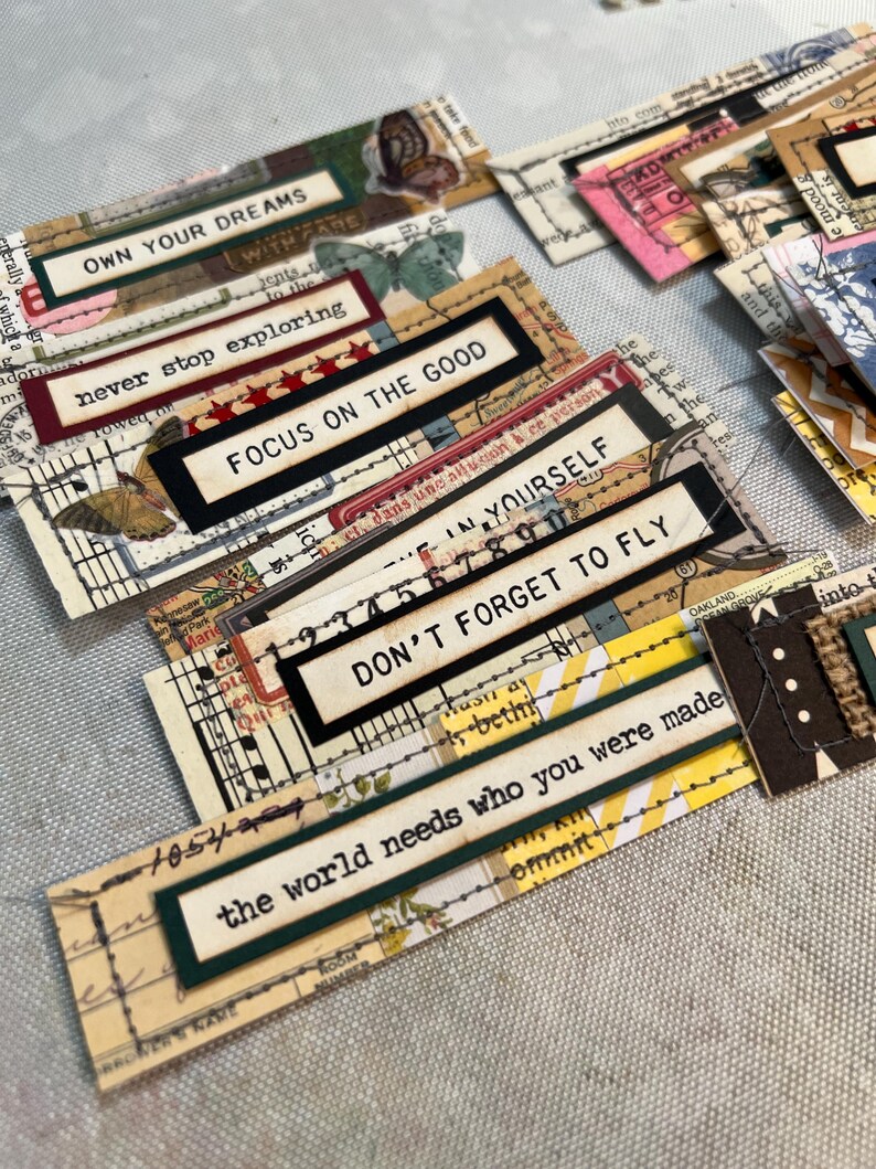 Restock*word Snippet Tags, Phrases, Stamped Tiny Text Strips, Junk ...
