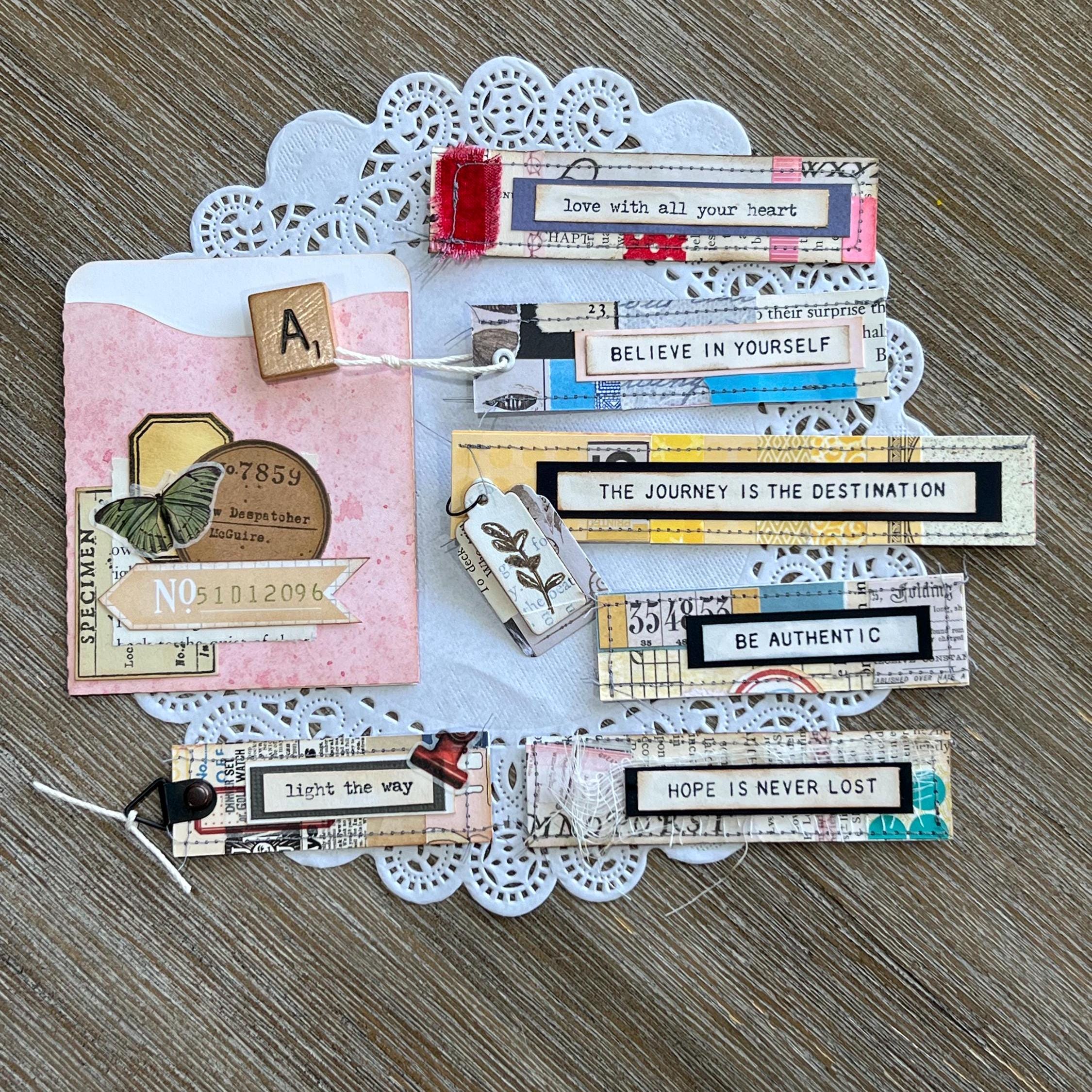 Word Snippet Tags, Phrases, Mini Tags, Stamped Tiny Text Strips, Junk ...