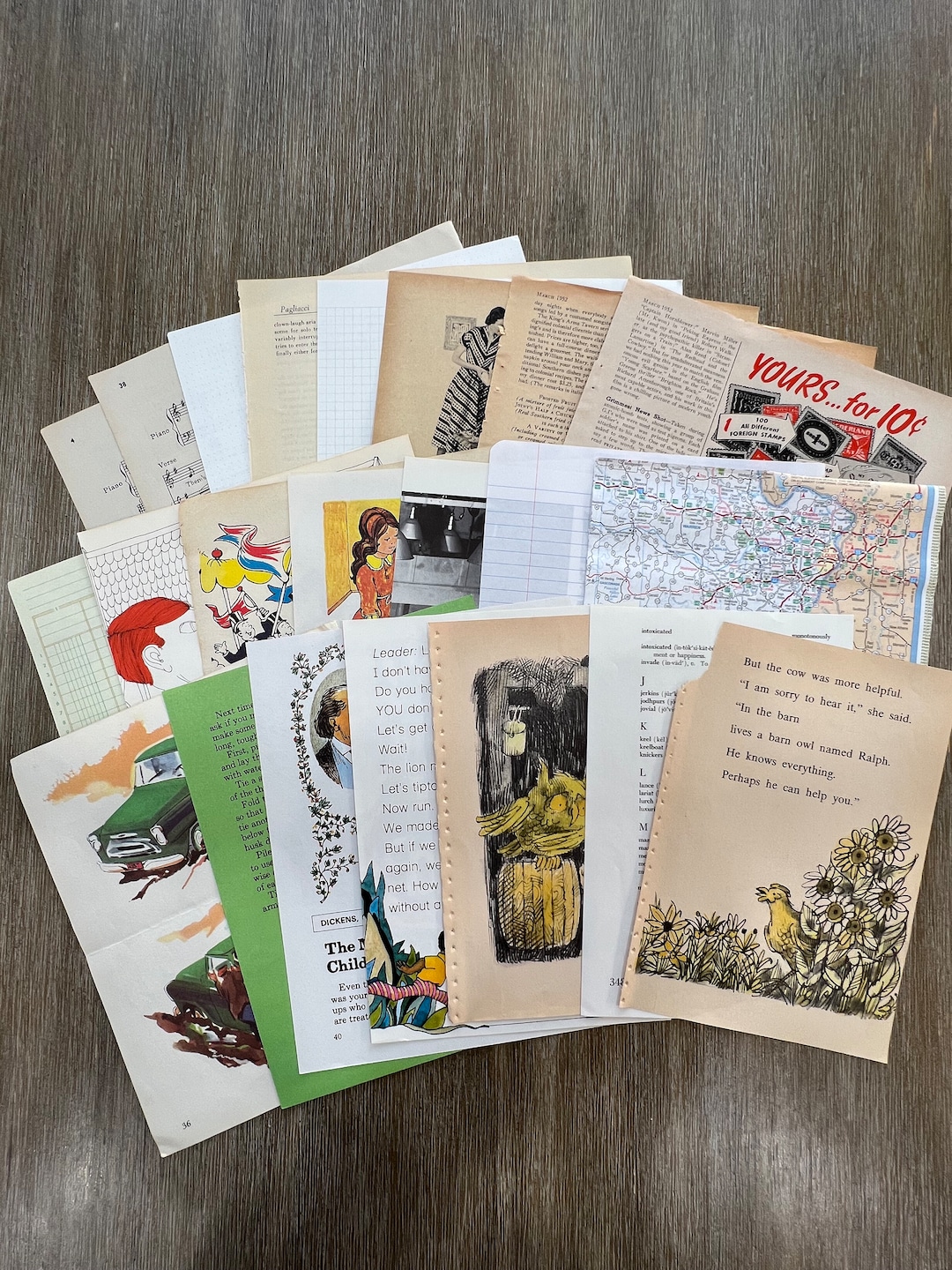 Restocked*50piece Junk Journal Paper Kit*upcycled, Original Book Pages ...
