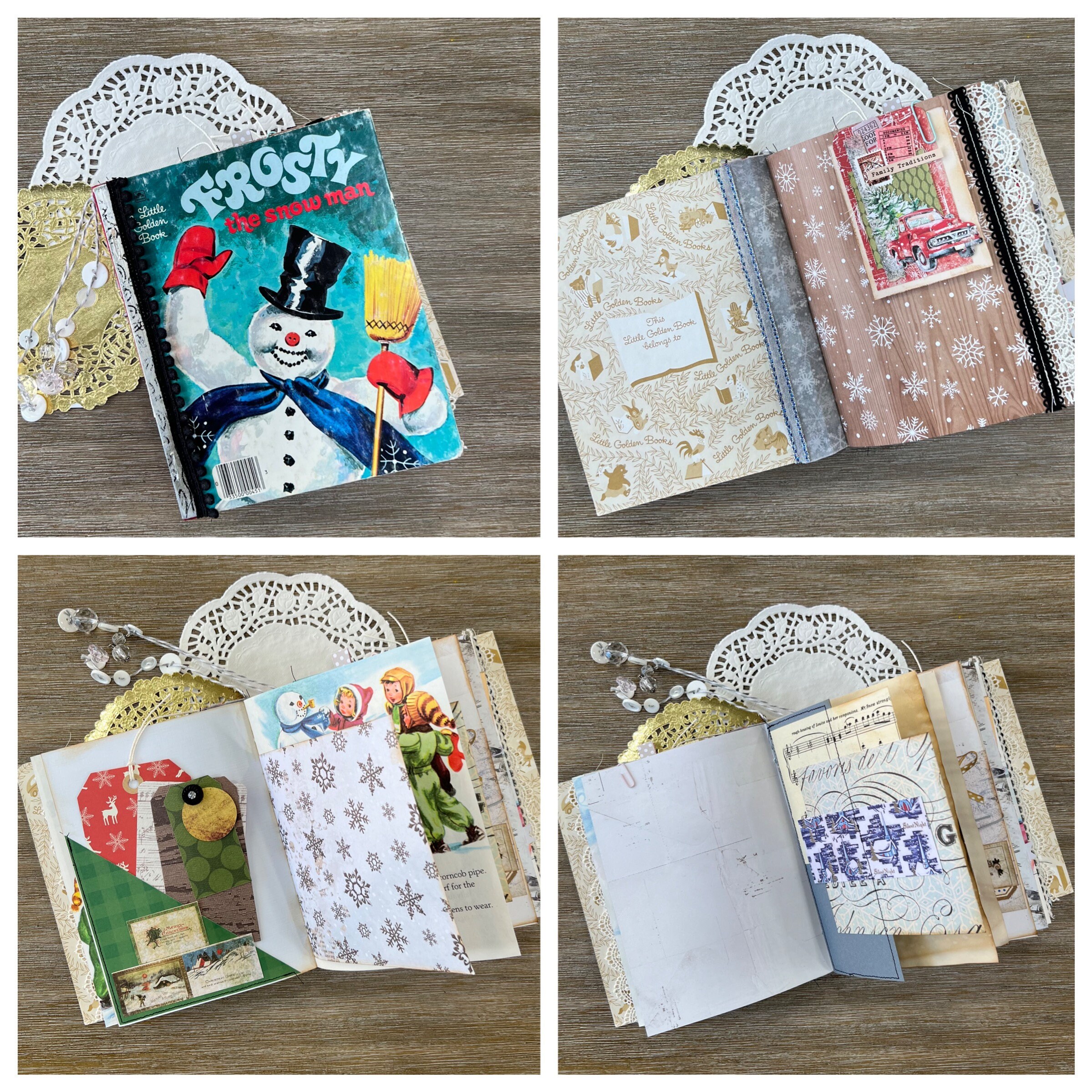 Frosty the Snow Man Altered Little Golden Book Junk Journal, Handmade ...