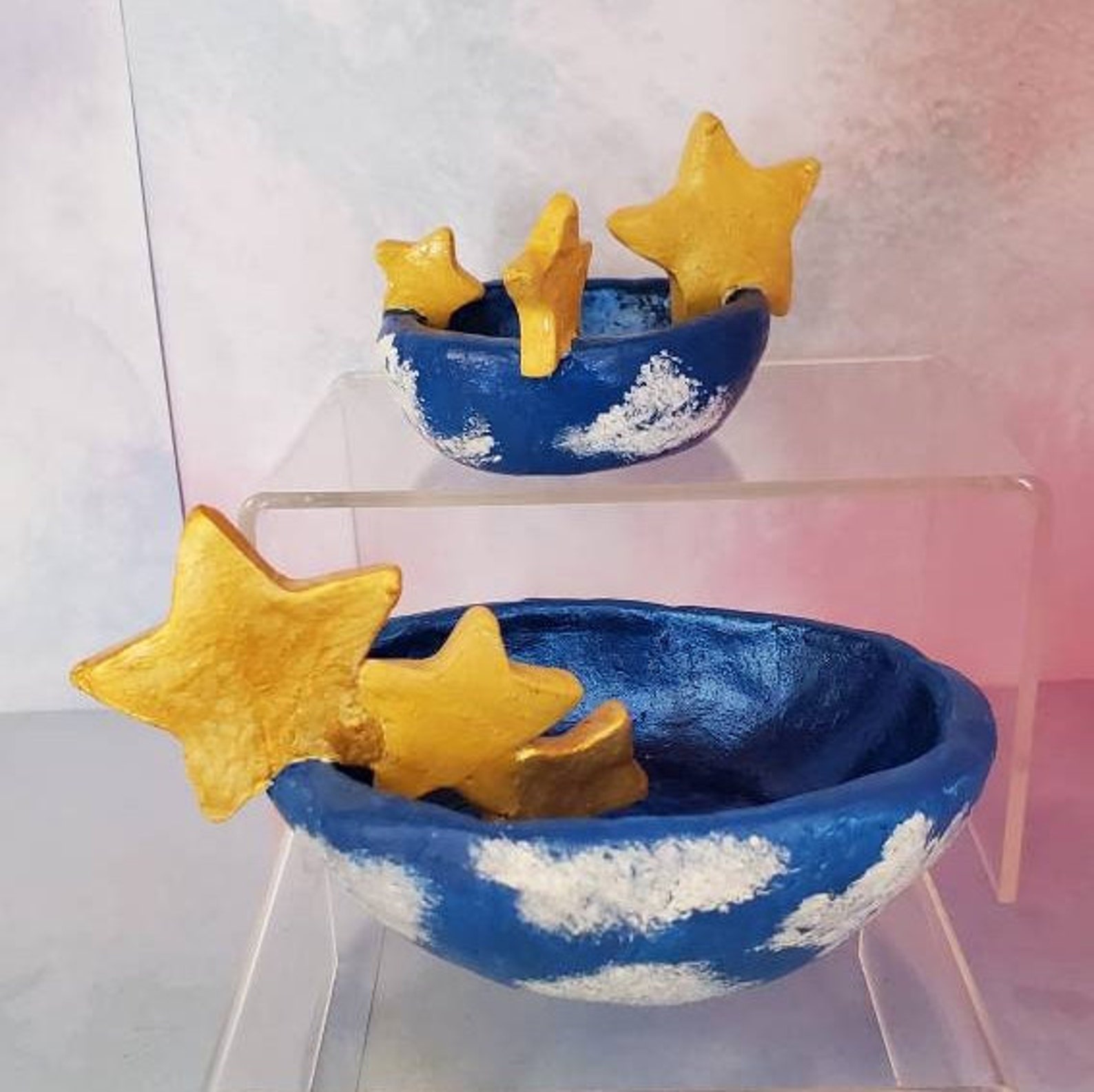 Handmade Stars and Clouds Clay Dish, Hand Crafted Trinkets Dish Unique ...